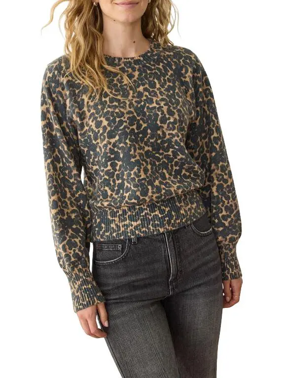 Marine Layer Alma Leopard Print Blouson Sleeve Sweater - Cheetah