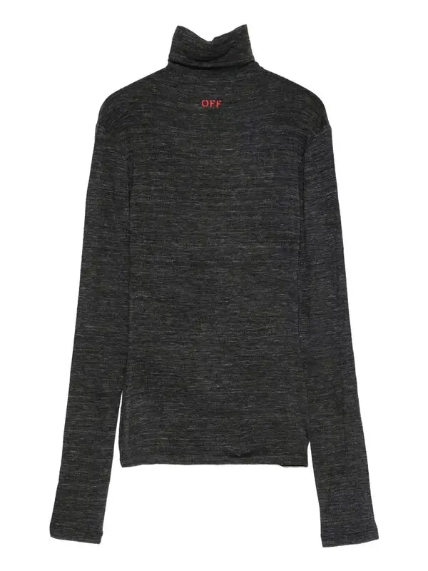 Off-White Roll-neck Long Sleeve Top - Grey