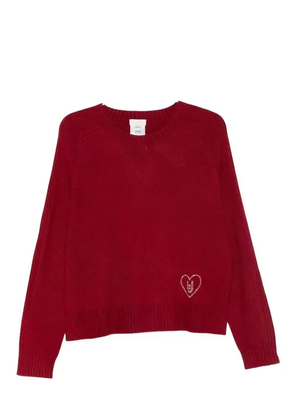 Liu Jo Embellished Heart Sweater - Red