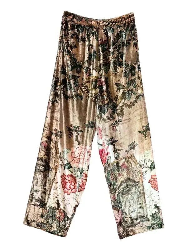 YAVI Floral-print Trousers - Neutrals
