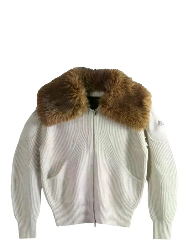 Moose Knuckles Fur Collar Zip Knitwear - Neutrals