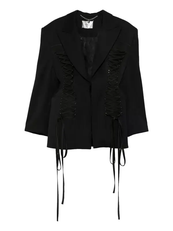 NISSA Lace-up Blazer - Black