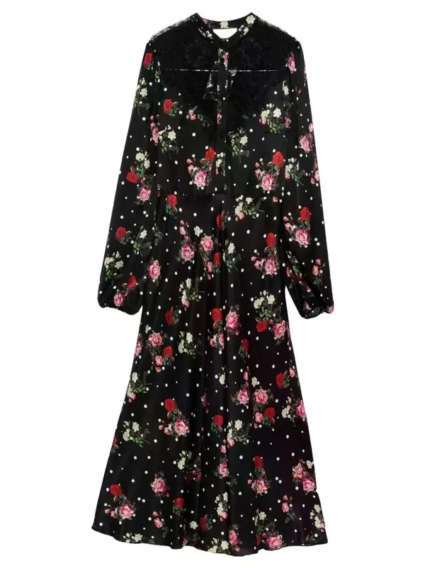 NISSA Floral-print Dress - Black