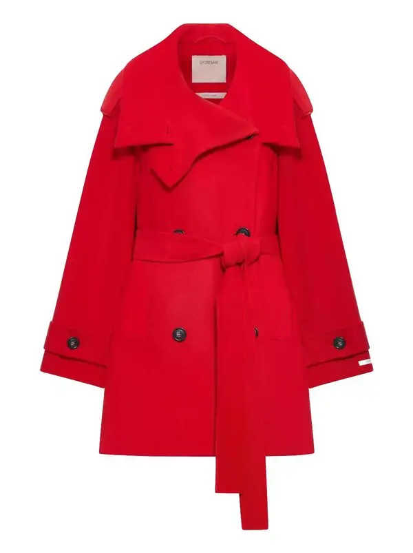 Sportmax Belted Double-breasted Trench Coat - Red