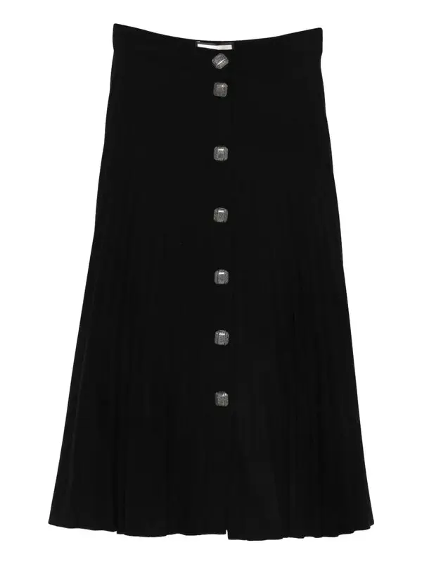NISSA Button Detailed Midi Skirt - Black
