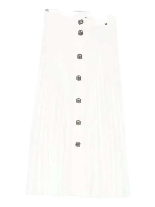 NISSA Buttoned Pleated Midi Skirt - White
