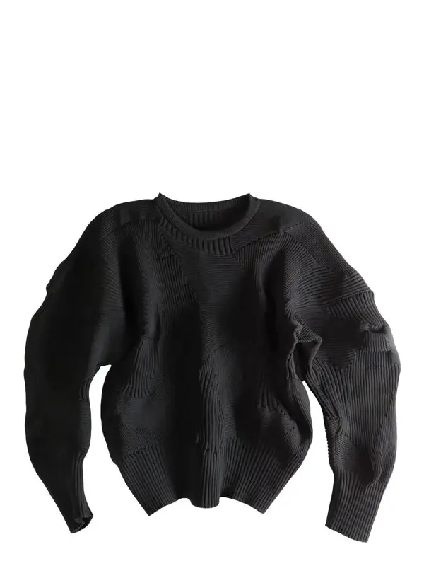 Issey Miyake Ribbed Panelled Top - Black