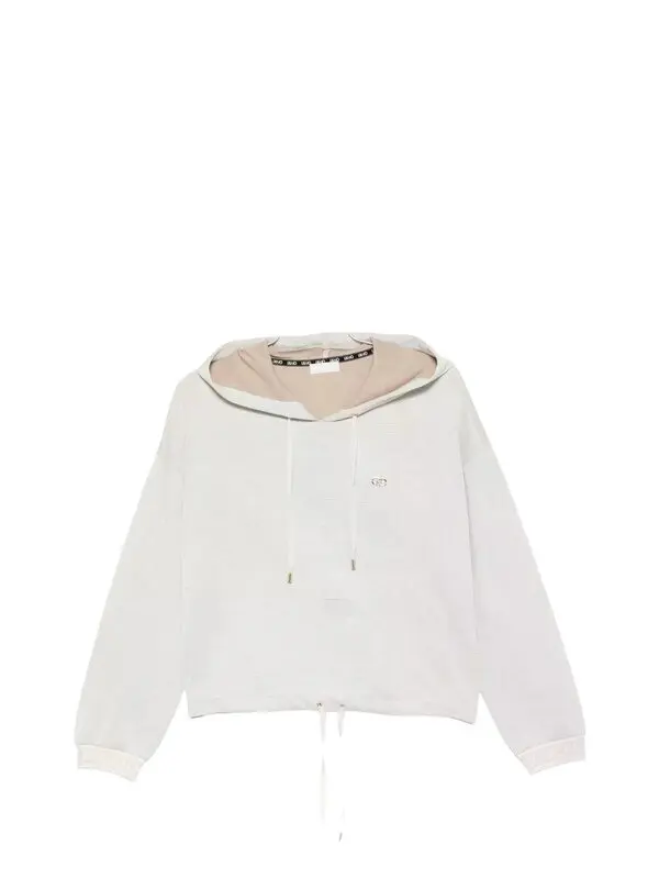 Liu Jo Logo-plaque Drawstring Hoodie - Neutrals