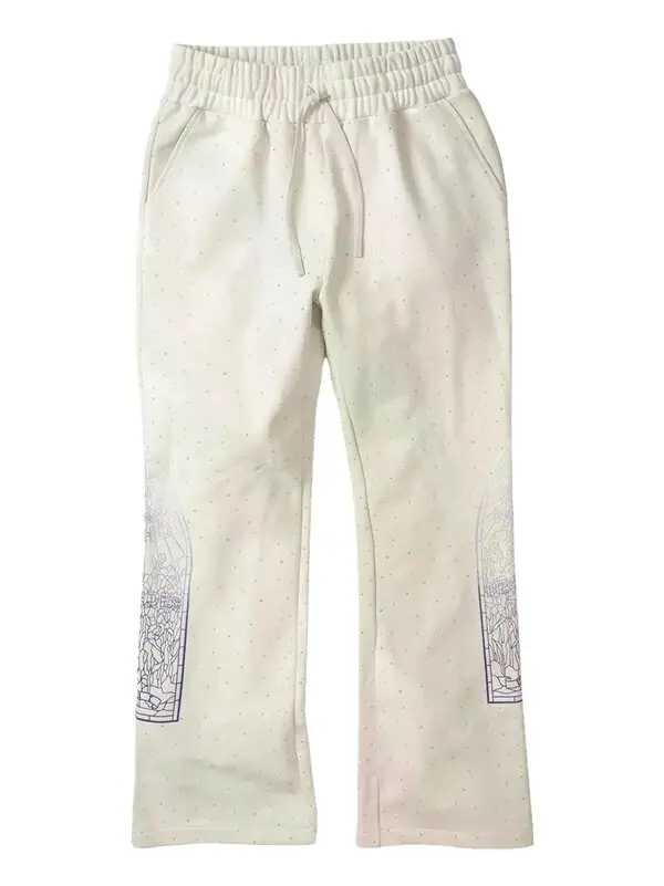 WHO DECIDES WAR BY EV BRAVADO Rhinestone Track Pants - White
