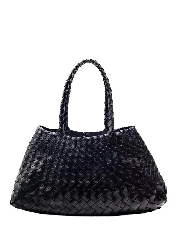 Dragon Diffusion Woven Leather Tote Bag - Black