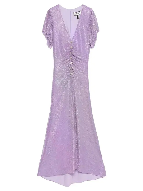 NISSA Ruffled Gathered Dress - Purple