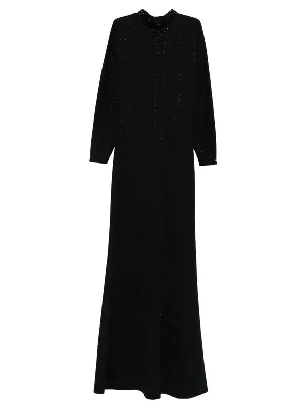 NISSA Rhinestone-embellished Long-sleeve Dress - Black