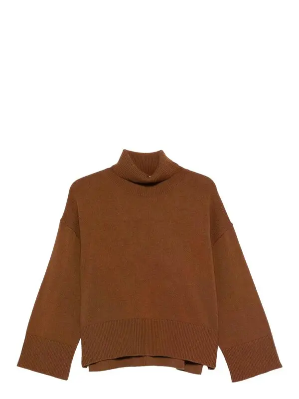 PUROTATTO Turtleneck Wide-sleeve Sweater - Brown