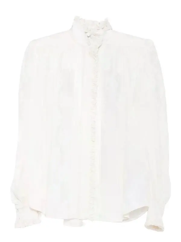 Chloé Ruffled Jacquard Blouse - White