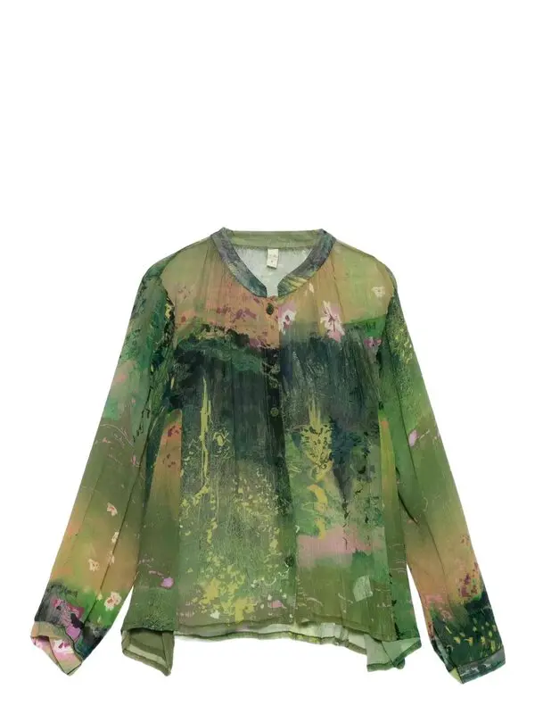 YAVI Printed Blouse - Green