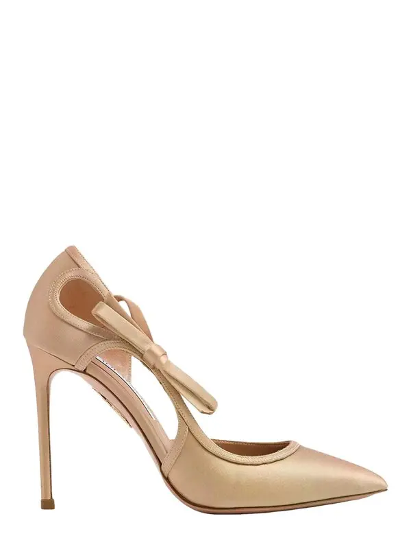 AQUAZZURA 105mm Soave Bow Pumps - Neutrals