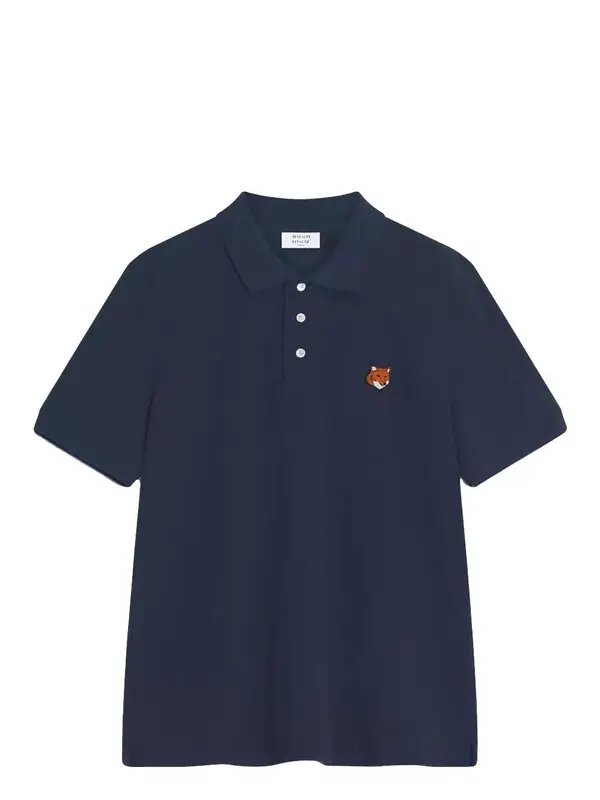 Maison Kitsuné Logo-embroidered Polo Shirt - Blue