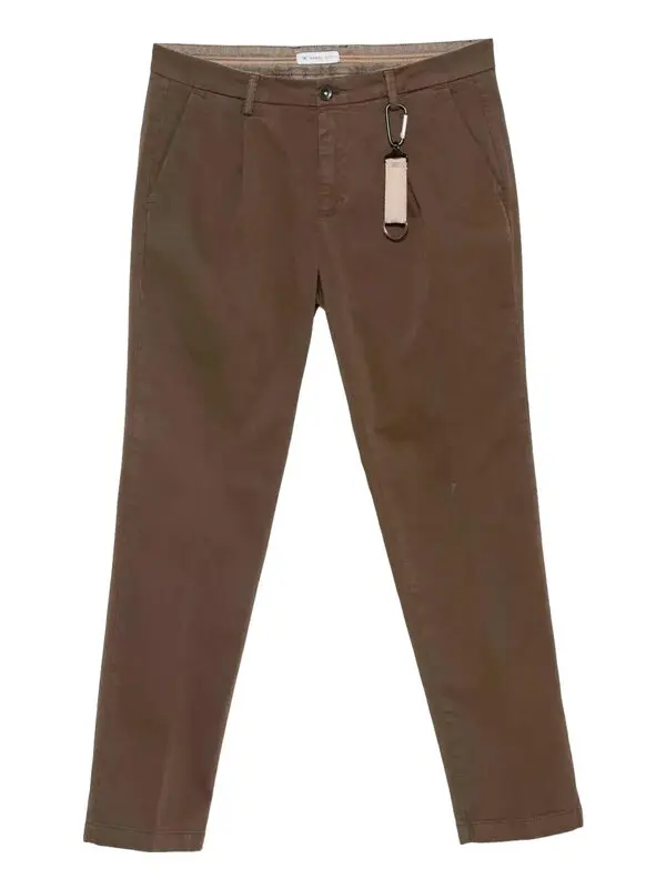 MANUEL RITZ Pleated Twill Chino Trousers - Brown