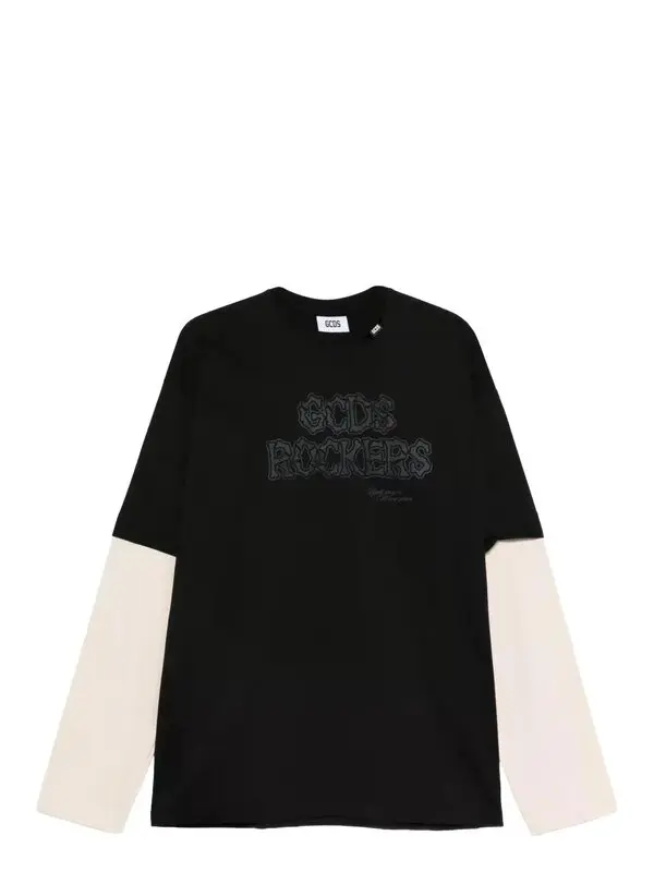 Gcds Long-sleeve Logo-print T-shirt - Black