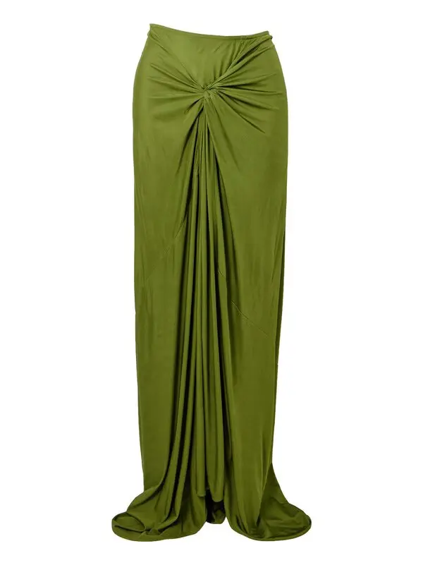 Dries Van Noten Gathered Satin-jersey Maxi Skirt - Green