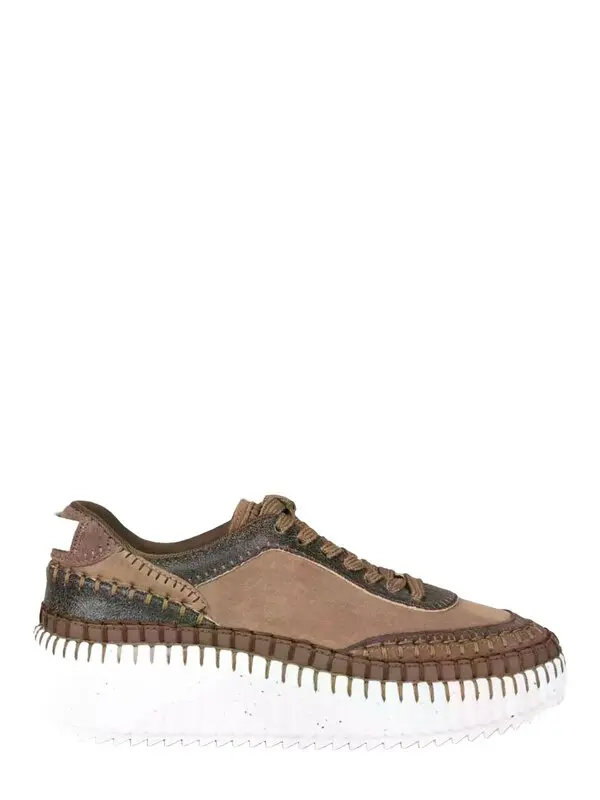 Chloé Nama Leather Sneakers - Brown