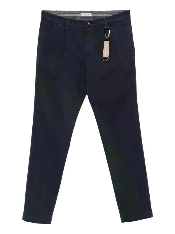 MANUEL RITZ Pleated Twill Chino Trousers - Blue