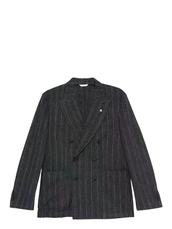 MANUEL RITZ Nuvola Double-breasted Pinstripe Blazer - Grey