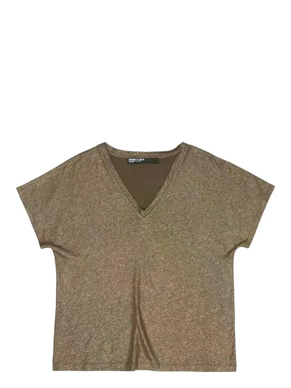 Bimba Y Lola Lurex V-neck T-shirt - Brown