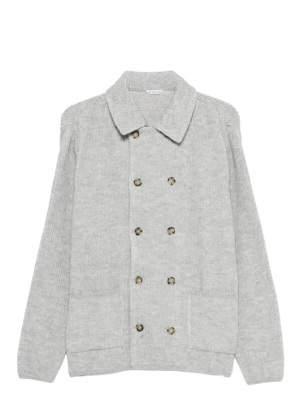 MANUEL RITZ Double-breasted Knitted Blazer - Grey