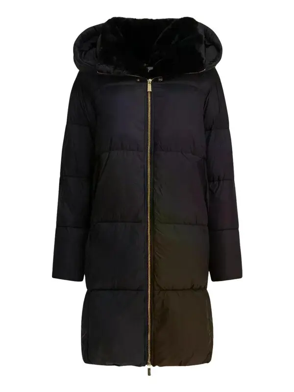 Max & Moi Danae Hooded Coat With Faux Fur Trim - Black