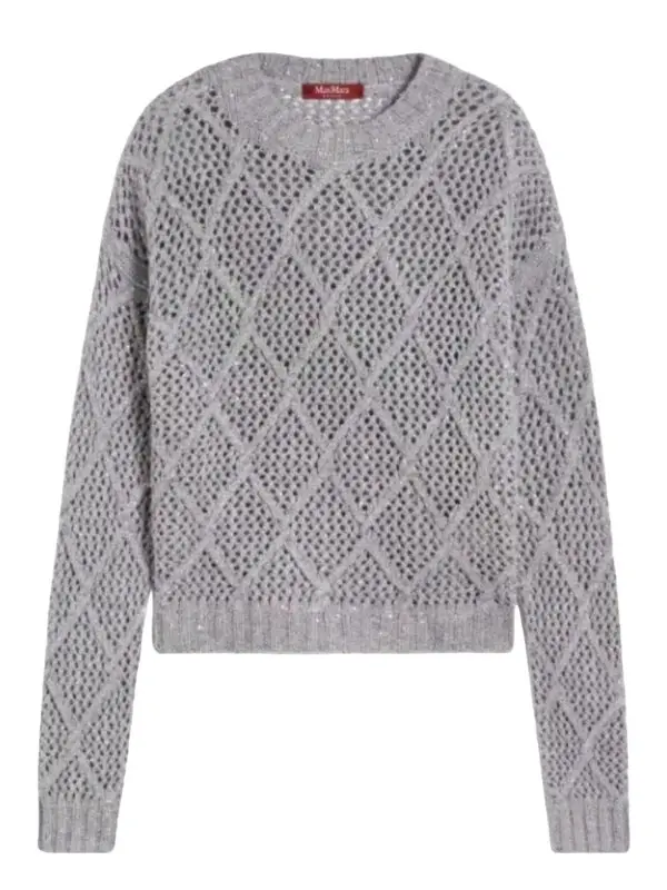 Max Mara Sequin-embellished Diamond-pattern Sweater - Grey