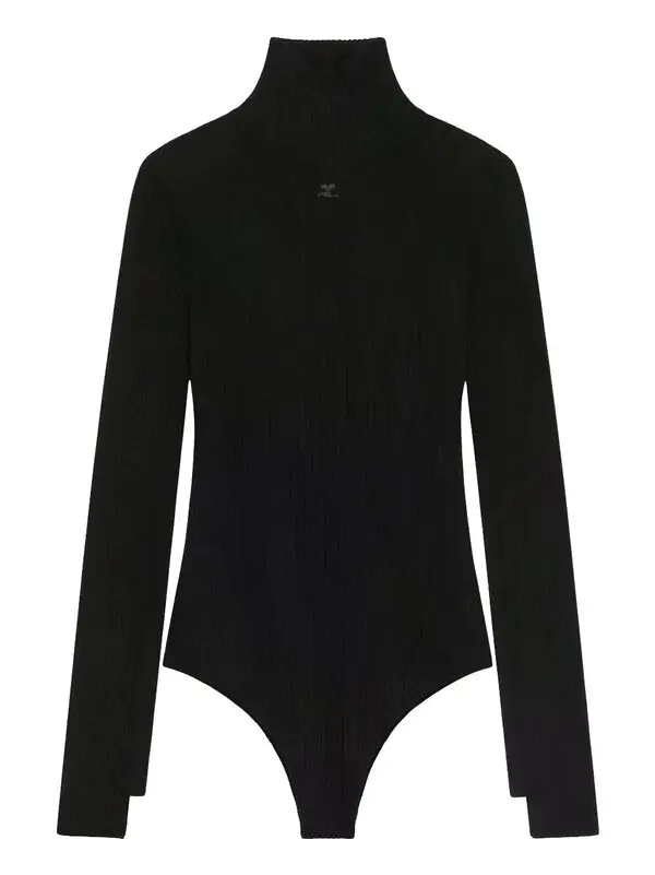 COURREGES Ribbed Mock-neck Bodysuit - Black