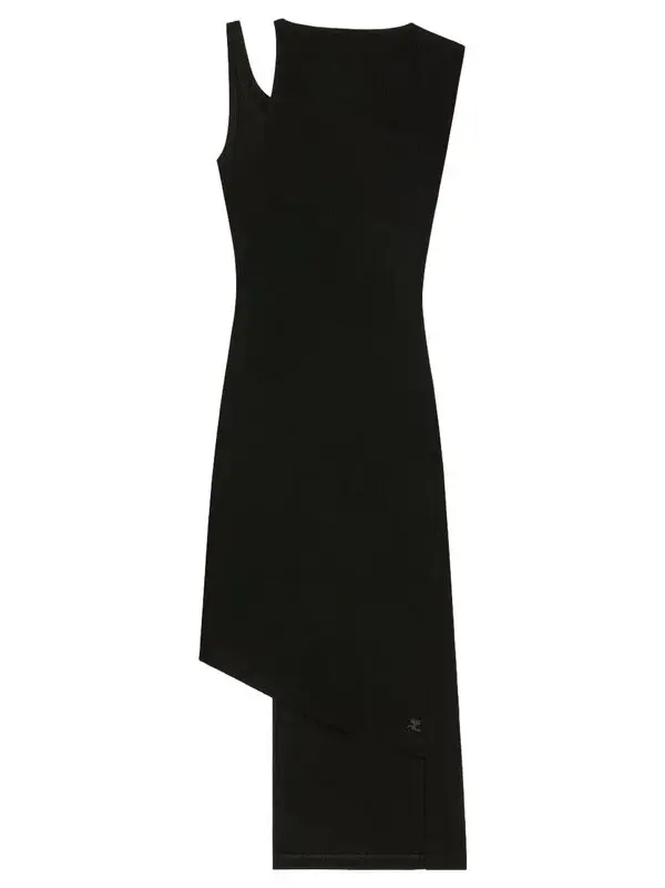 COURREGES Asymmetrical Ribbed Midi Dress - Black