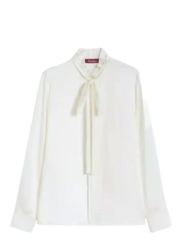 Max Mara Ruffled Neck-tie Blouse - Neutrals