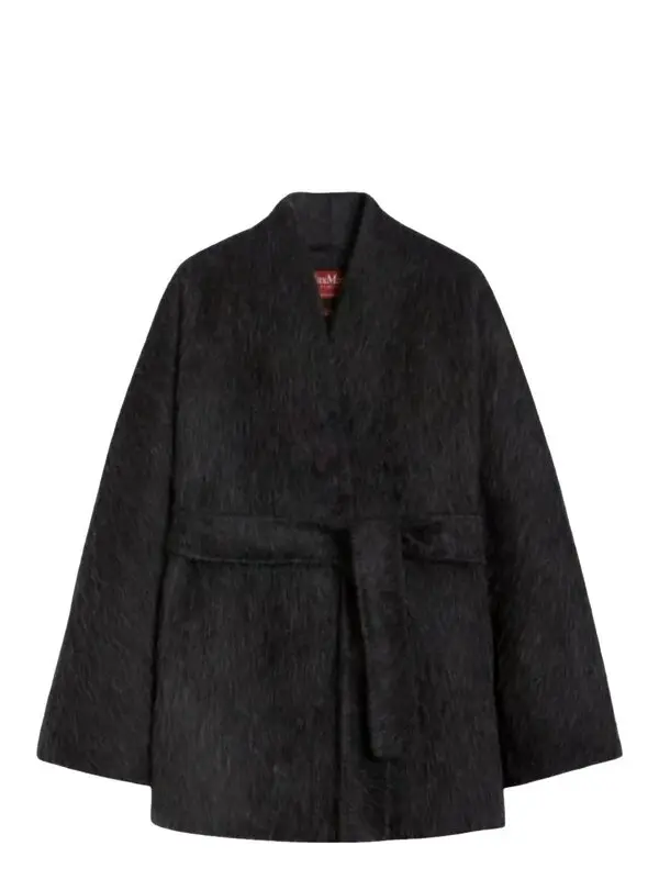 Max Mara Belted Brushed Coat - Grey