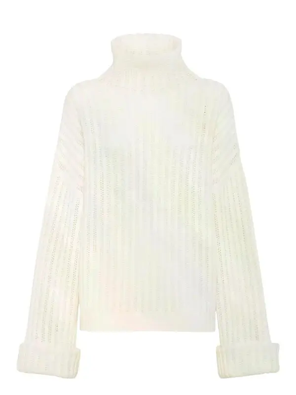 Brunello Cucinelli Roll Neck Cashmere Sweater - White