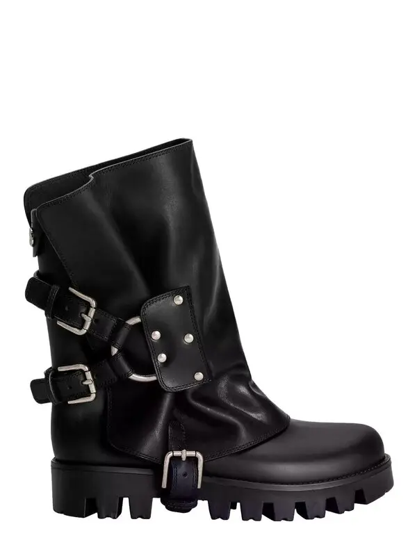 Dolce & Gabbana Buckle-detail Biker Boots - Black