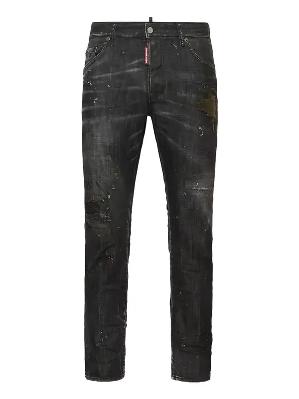 Dsquared2 Distressed Patch Straight Leg Jeans - Black