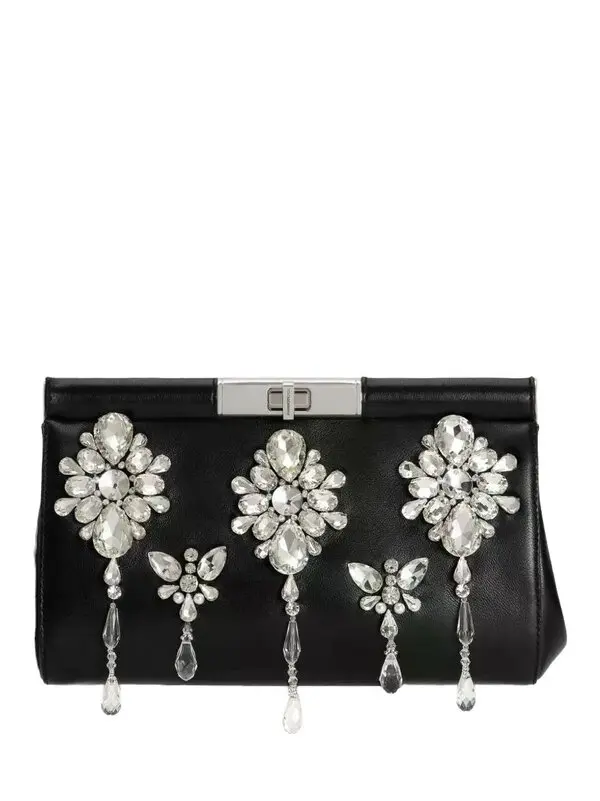 Dolce & Gabbana Crystal-embellished Clasp Clutch - Black