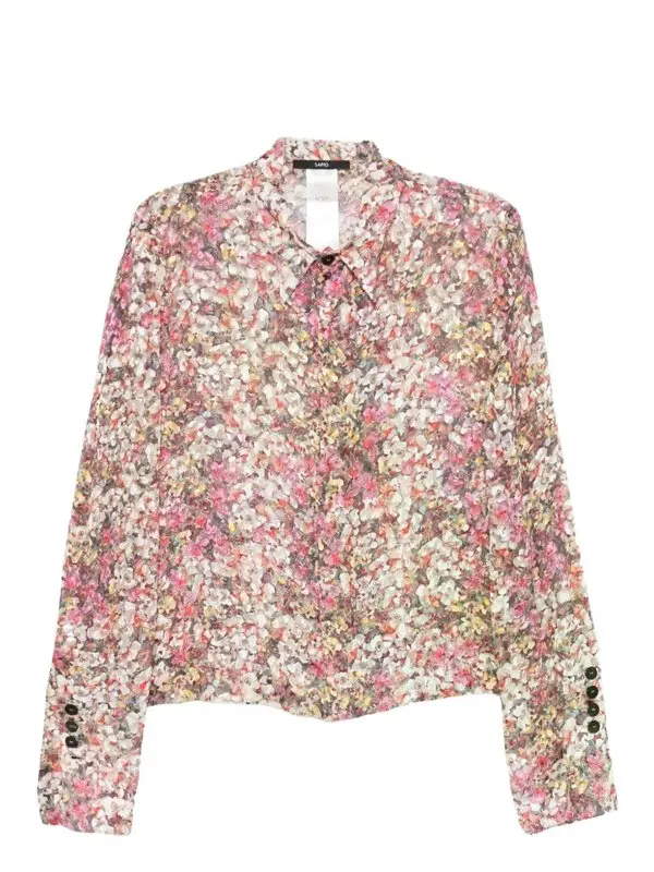SAPIO Floral-print Long-sleeve Shirt - Pink