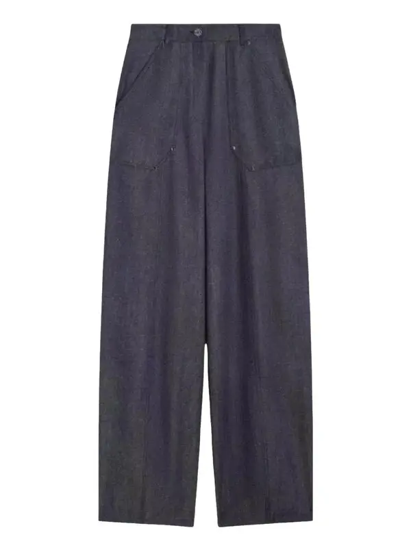 Max Mara High-waisted Patch-pocket Trousers - Blue