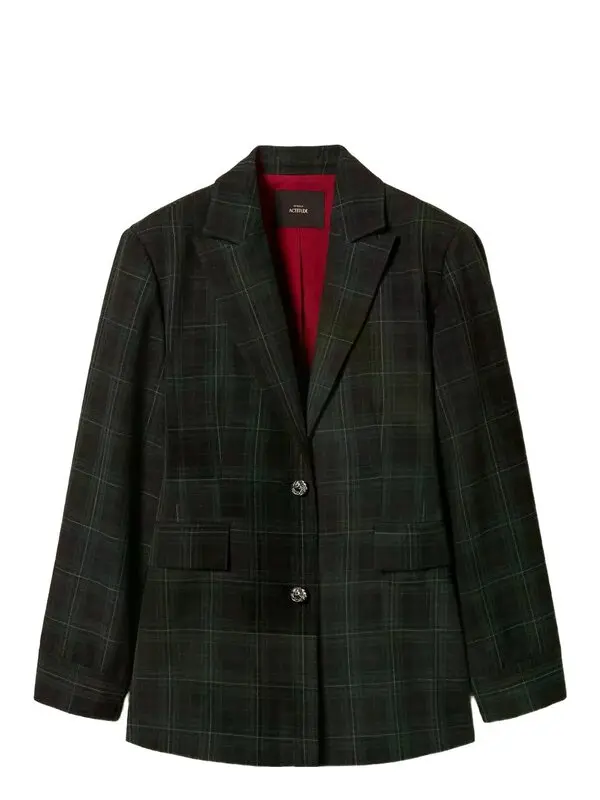 TWINSET Tartan Blazer With Knot-detail Buttons - Green
