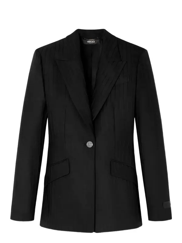 Versace Pinstripe Single-breasted Blazer - Black
