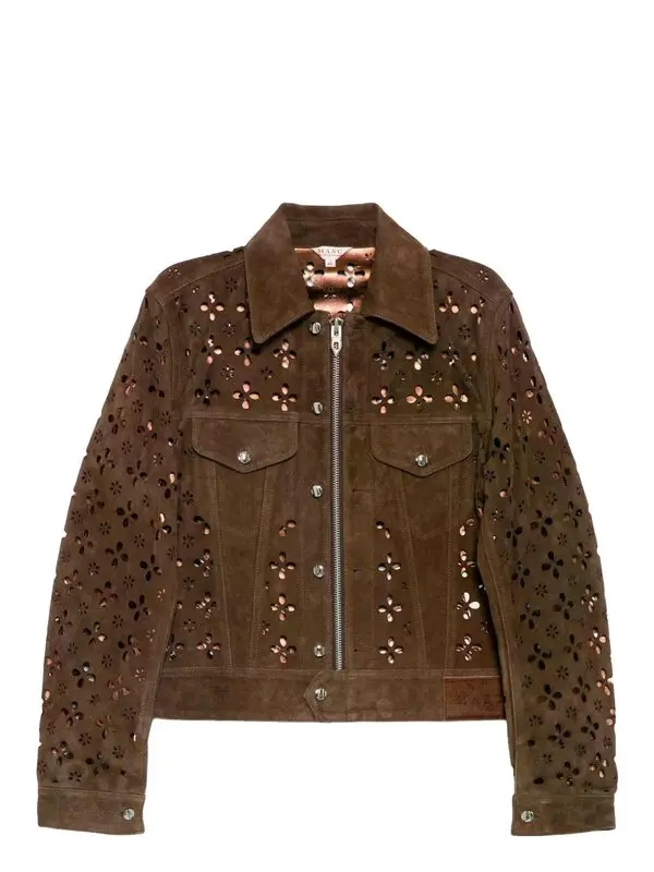 MASU Flower Hole Leather Jacket - Brown