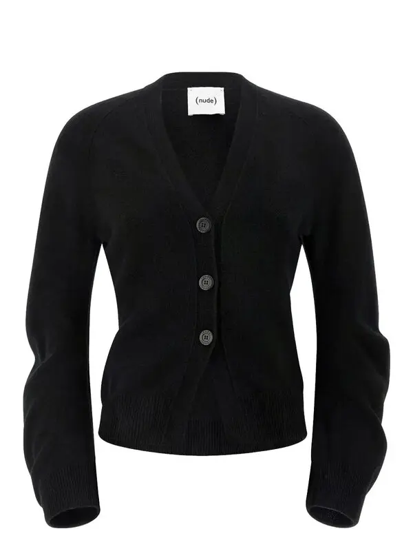NUDE Long-sleeves Button Cardigan - Black