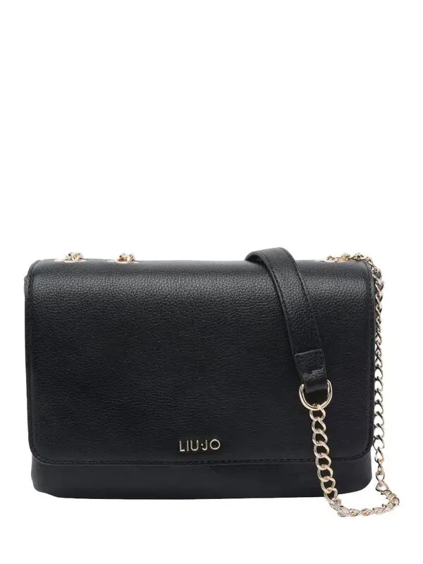 Liu Jo Leather Flap Crossbody Bag - Black