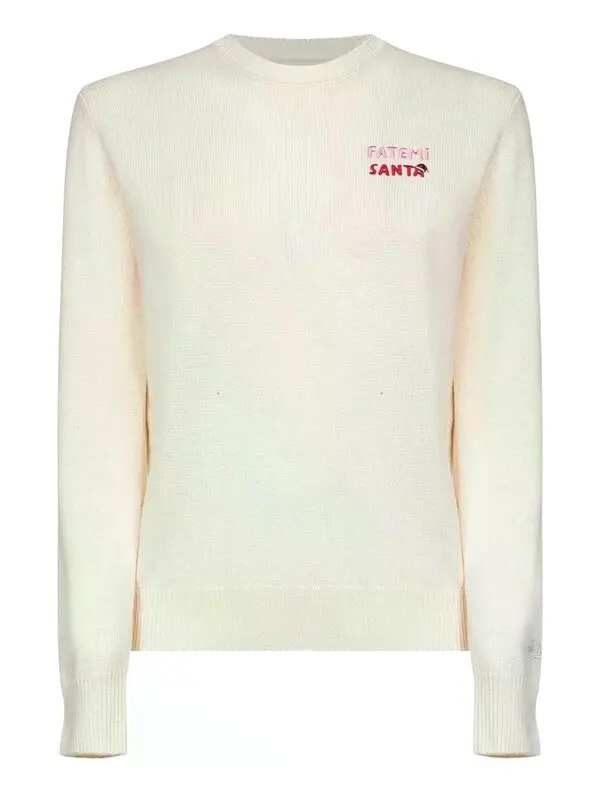 MC2 SAINT BARTH Logo-embroidered Long-sleeve Sweater - Neutrals