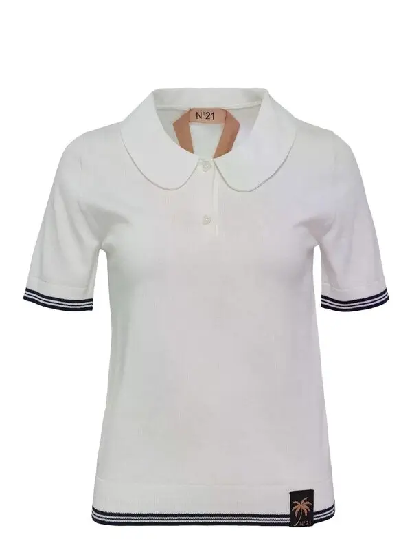 N°21 Short-sleeve Polo Top - White