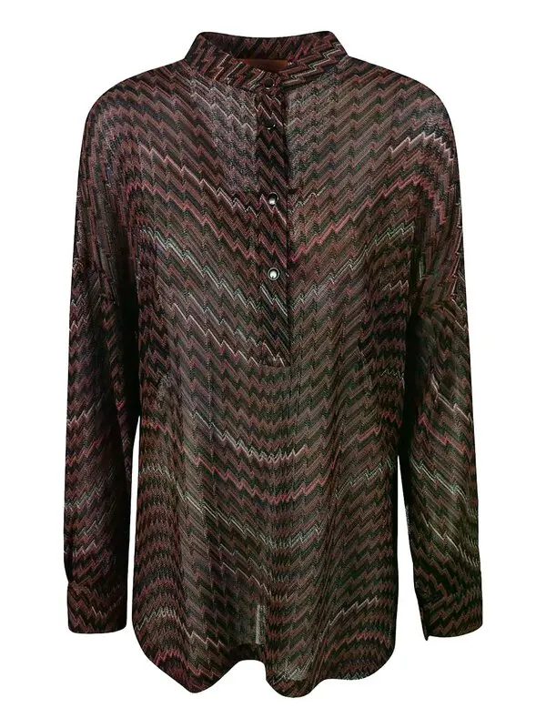 Missoni Chevron Buttoned Top - Brown