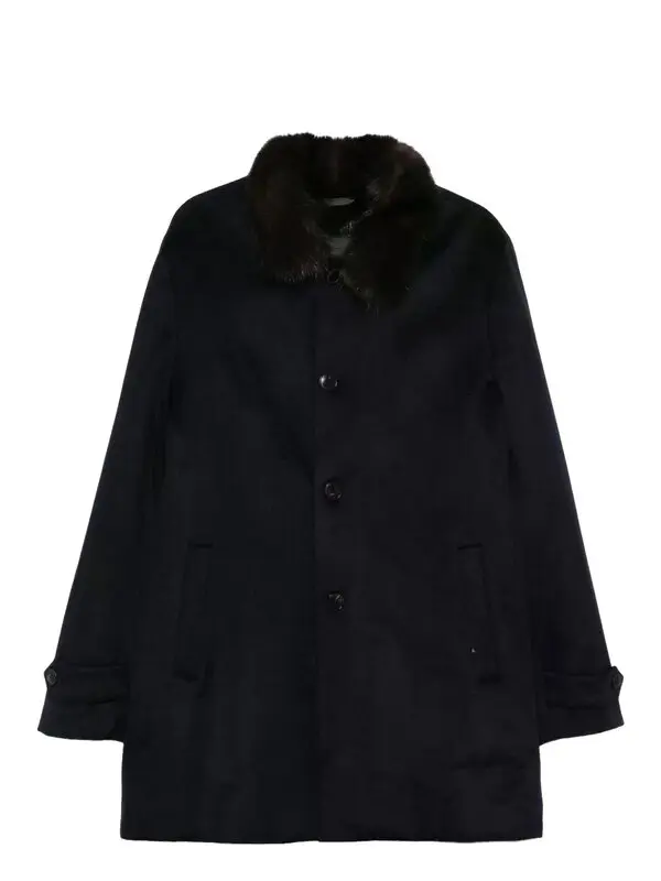 MANZONI 24 Textured Collar Cashmere Coat - Blue